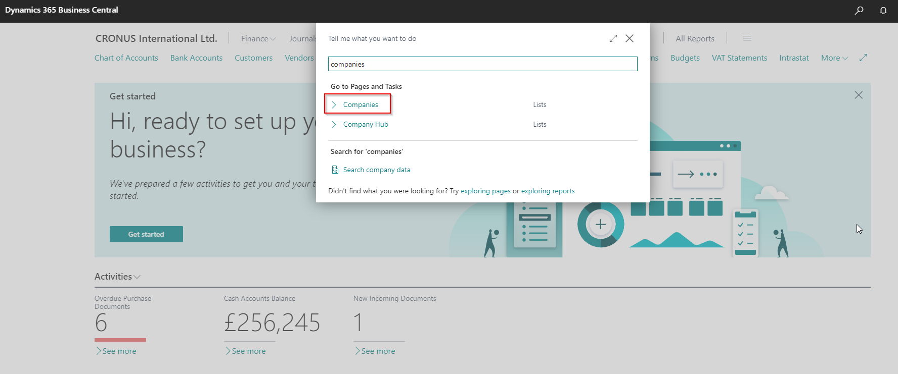 How to create a company for testing in Business Central
