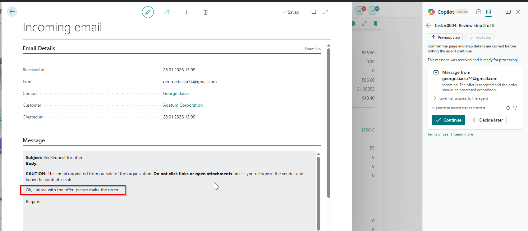 Business Central - AI Sales Order Agent