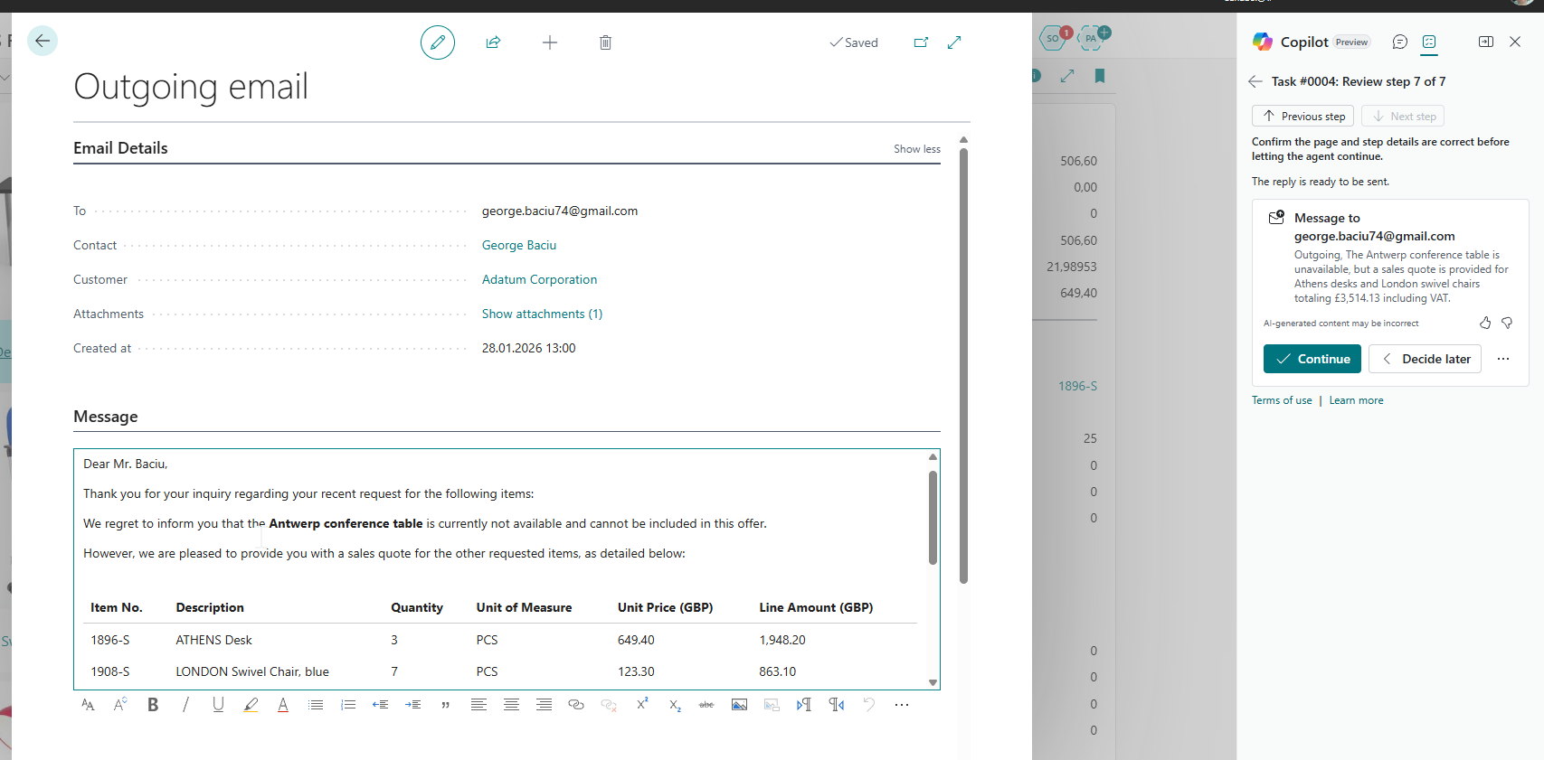 Business Central - AI Sales Order Agent